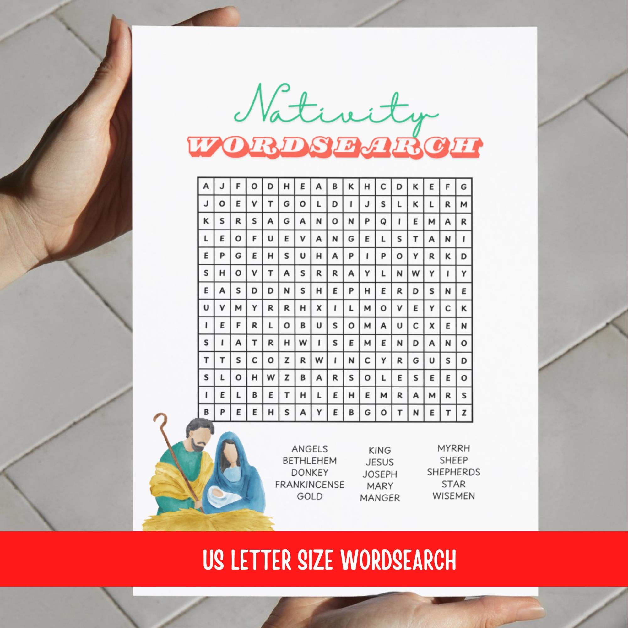 Printable Nativity WORDSEARCH, Christmas Worksheets, Christmas Activity ...