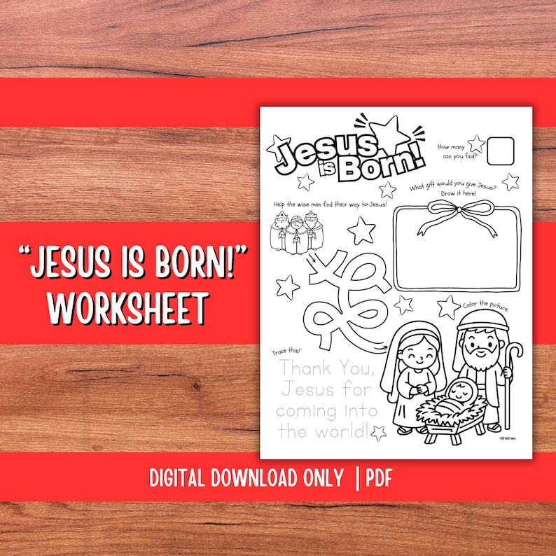 Jesus is Born Worksheet: Christmas Activity Pages for Kids (PDF) - Etsy