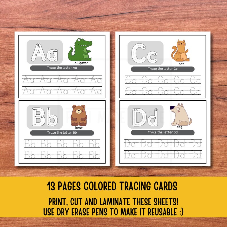 Alphabet Tracing Cards: Printable Letter Practice (PDF) - Etsy