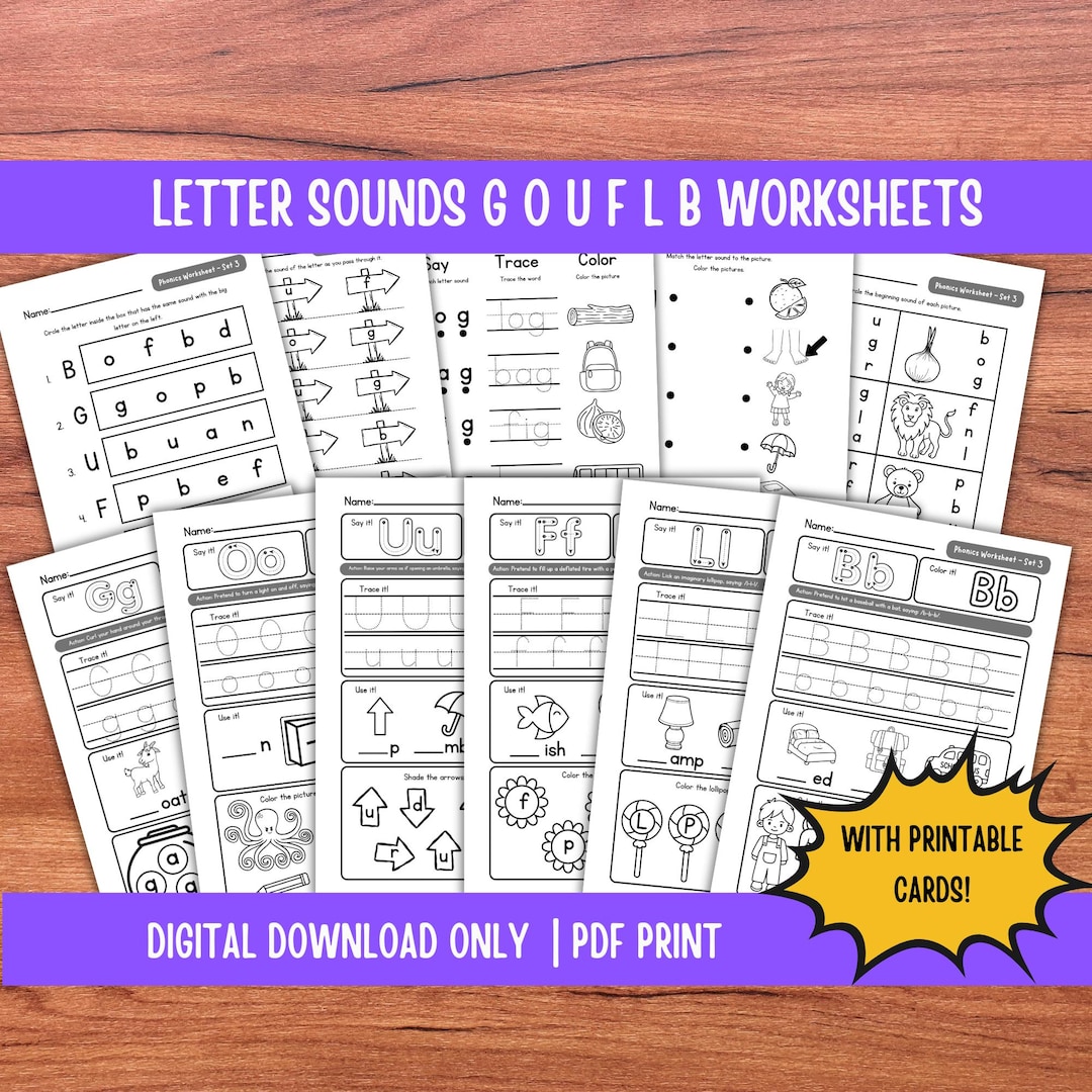 Group 3 Letter Sounds GOUFLB Worksheets: Early Reading Phonics ...