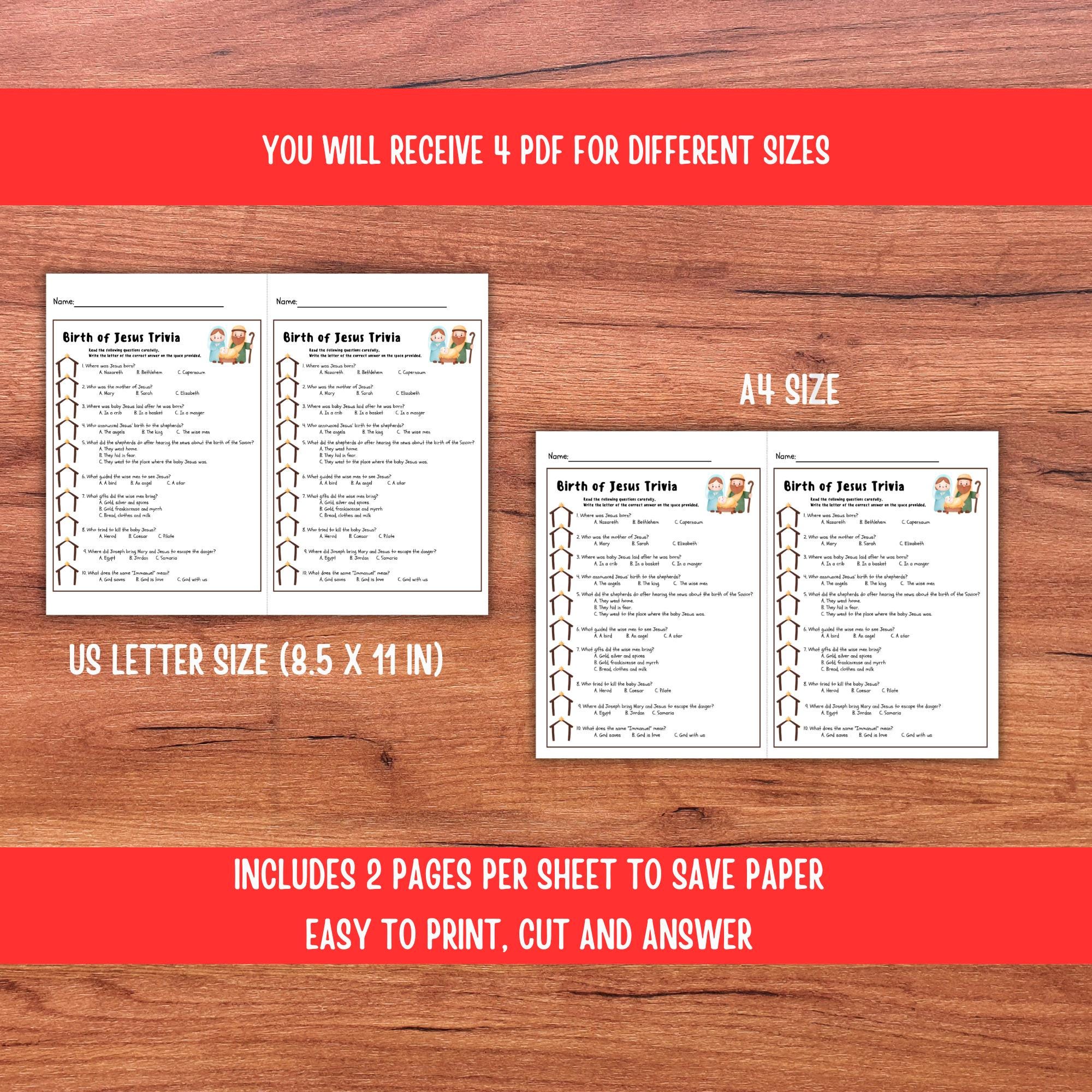 Birth of Jesus Trivia Worksheet | Bible Story Quiz (PDF) - Etsy