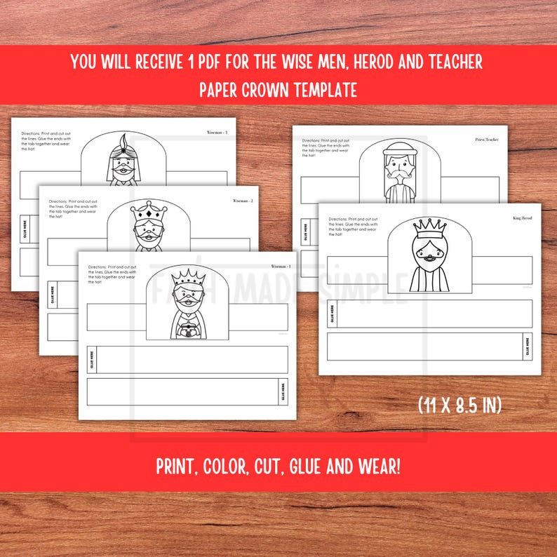 Wise Men Visit Jesus Paper Crown, Nativity Paper Craft, Christmas Story ...