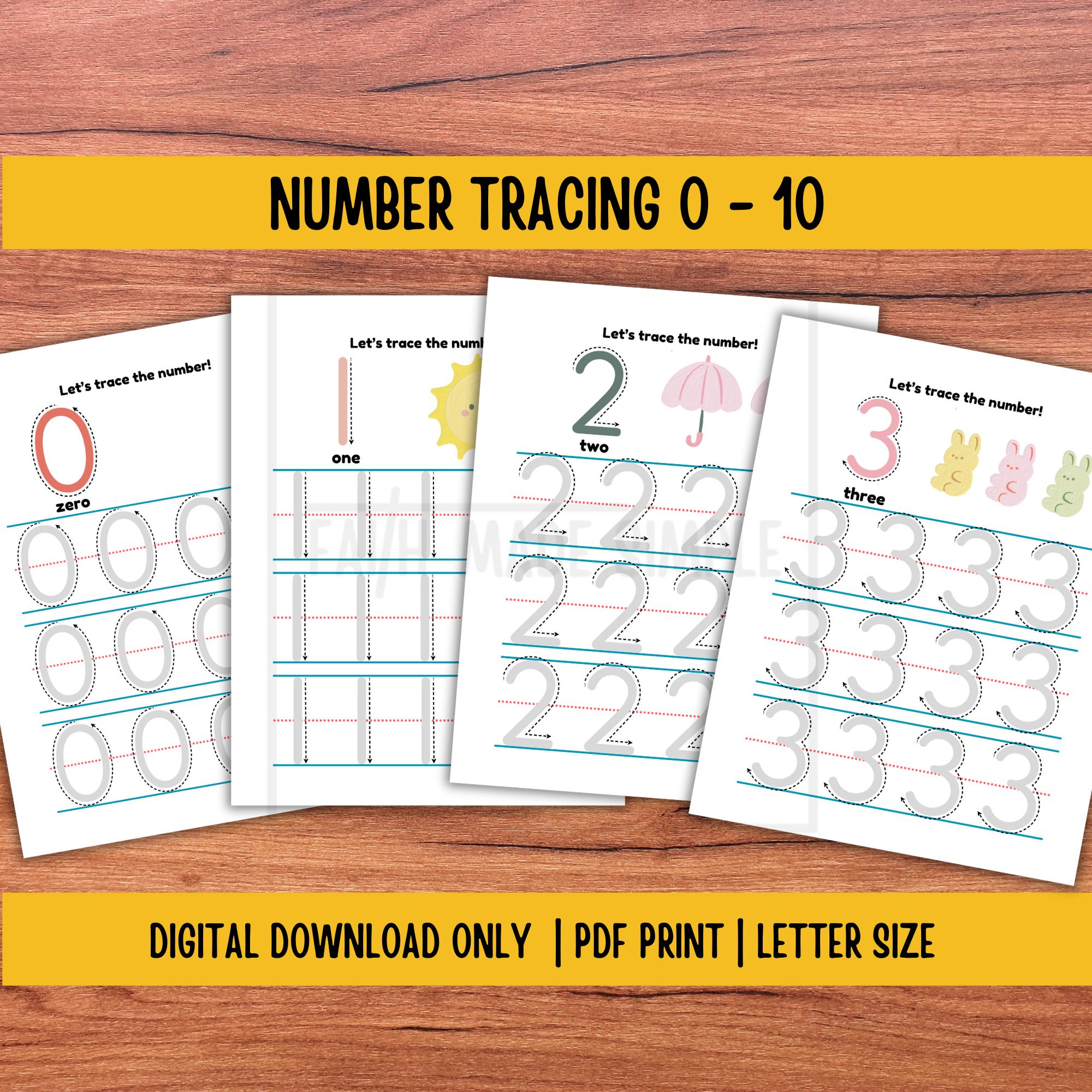 Number Tracing 0 to 10, Number Tracing Worksheets, Preschool Number ...