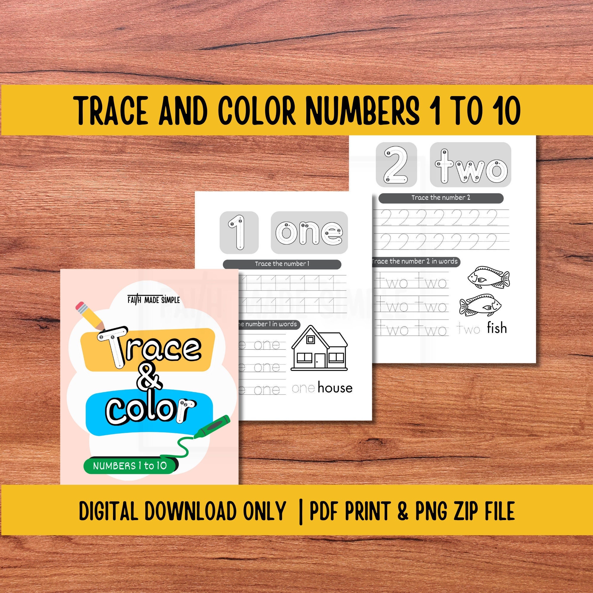Trace and Color Numbers 1 to 10, Number Tracing, Number Writing ...
