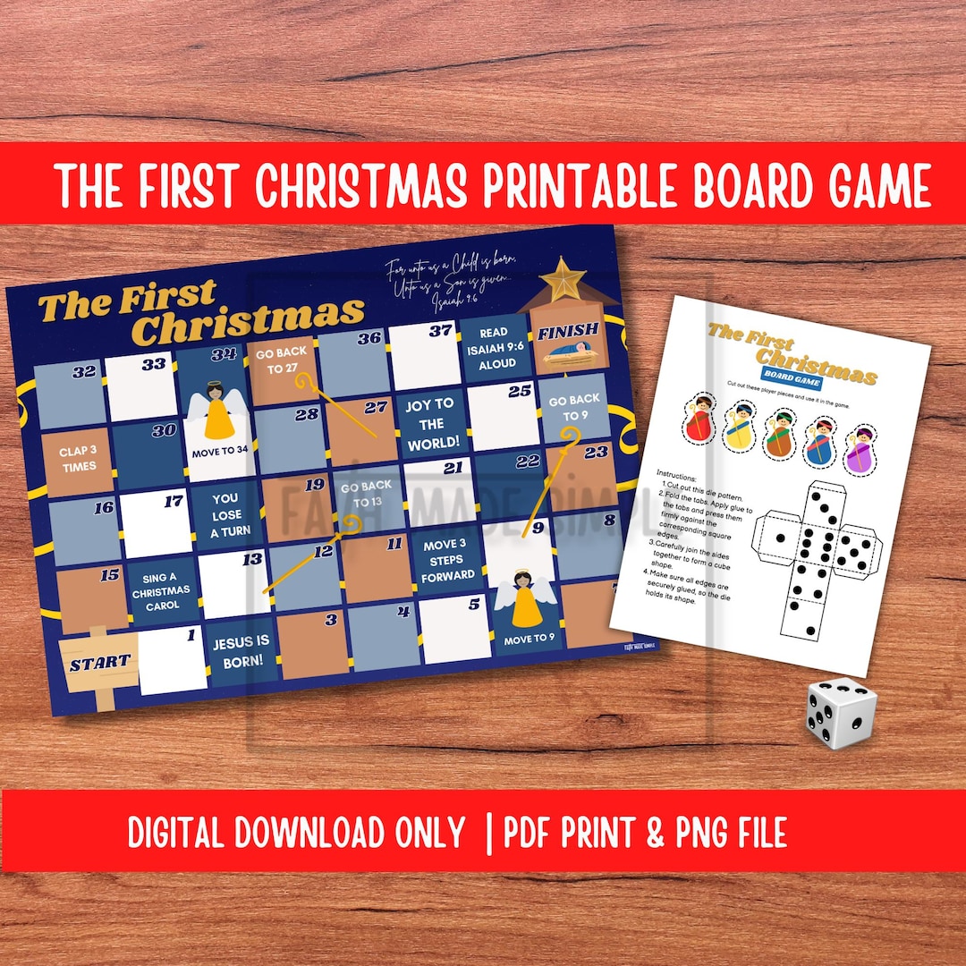 Christmas Board Game, Printable Christmas Games, Nativity Board Game ...