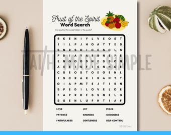 Fruit of the Spirit Wordsearch, Galatians 5:22-23 Wordsearch, Printable ...