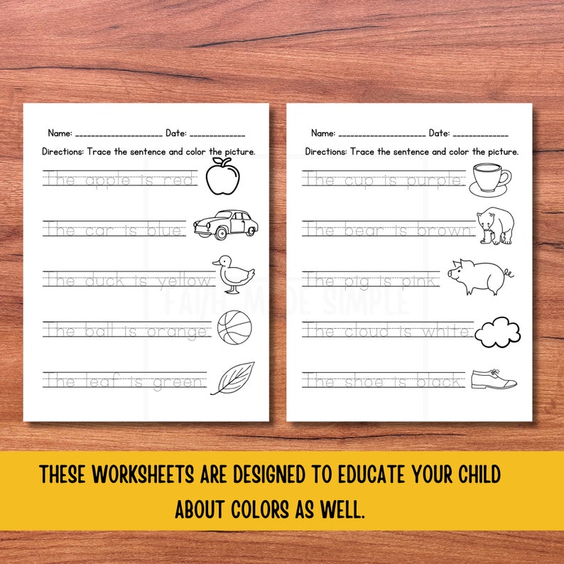 Tracing Sentences Worksheets: Handwriting Practice for Kids (PDF) - Etsy