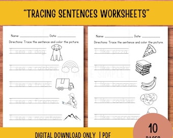 Trace, Write & Color, Tracing Sentences Worksheets for Kids, Writing ...