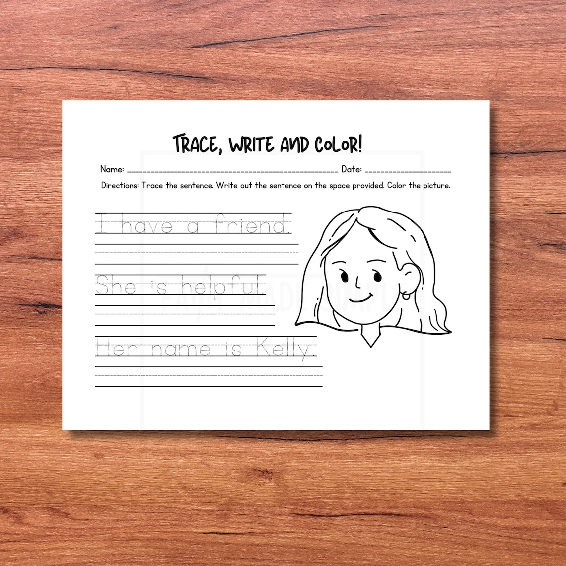Trace, Write & Color, Tracing Sentences Worksheets for Kids, Writing ...