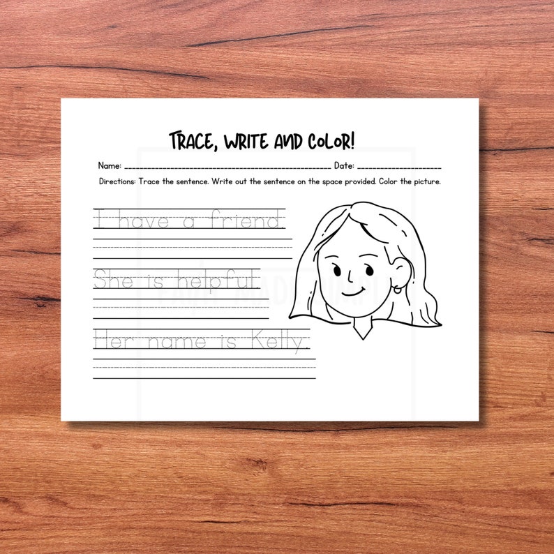 Trace, Write & Color, Tracing Sentences Worksheets for Kids, Writing ...