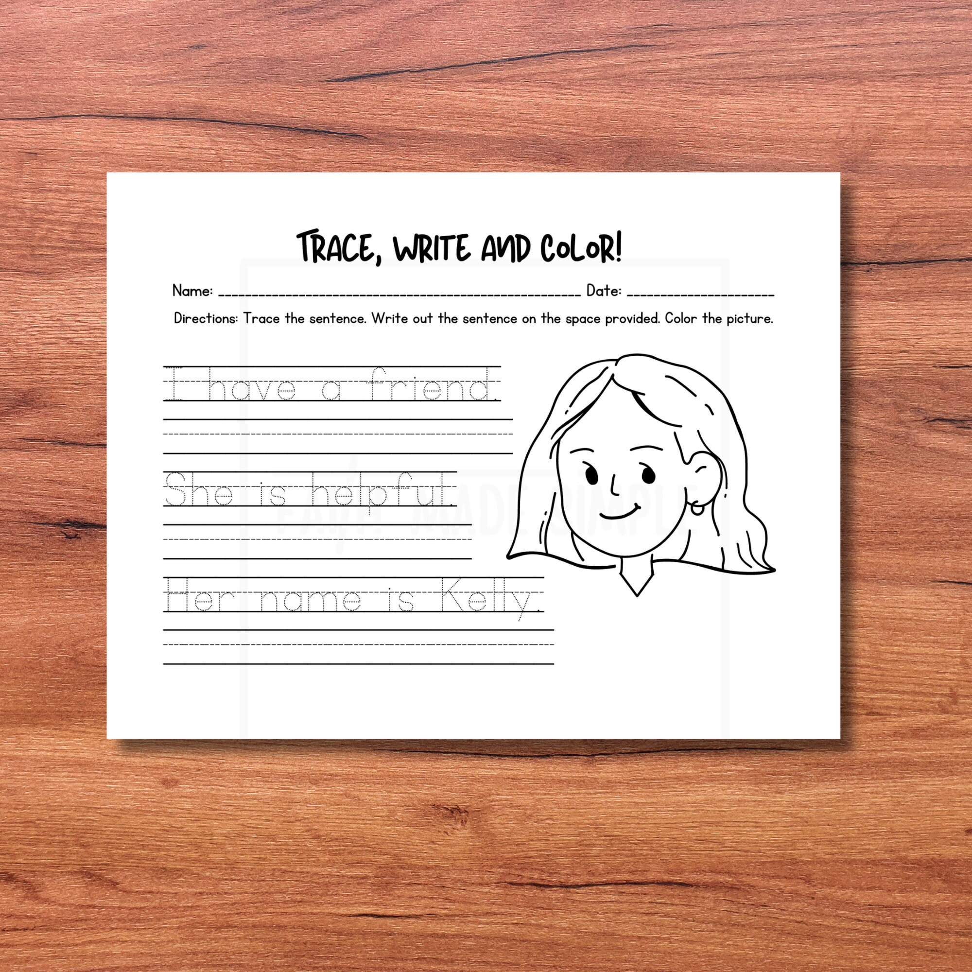 Trace, Write & Color, Tracing Sentences Worksheets for Kids, Writing ...