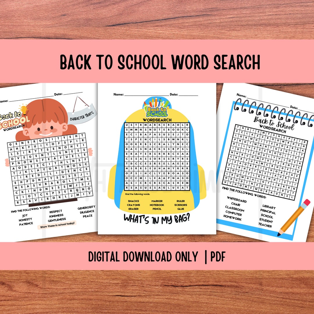 Printable Back to School Word Search, With Answer Key, Wordsearch ...