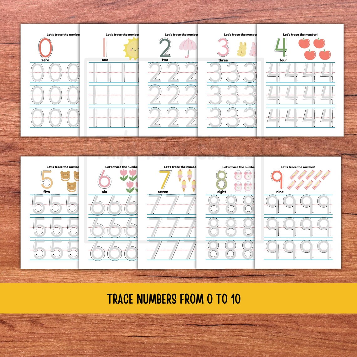 Number Tracing Worksheets 0-10: Preschool Math (PDF) - Etsy