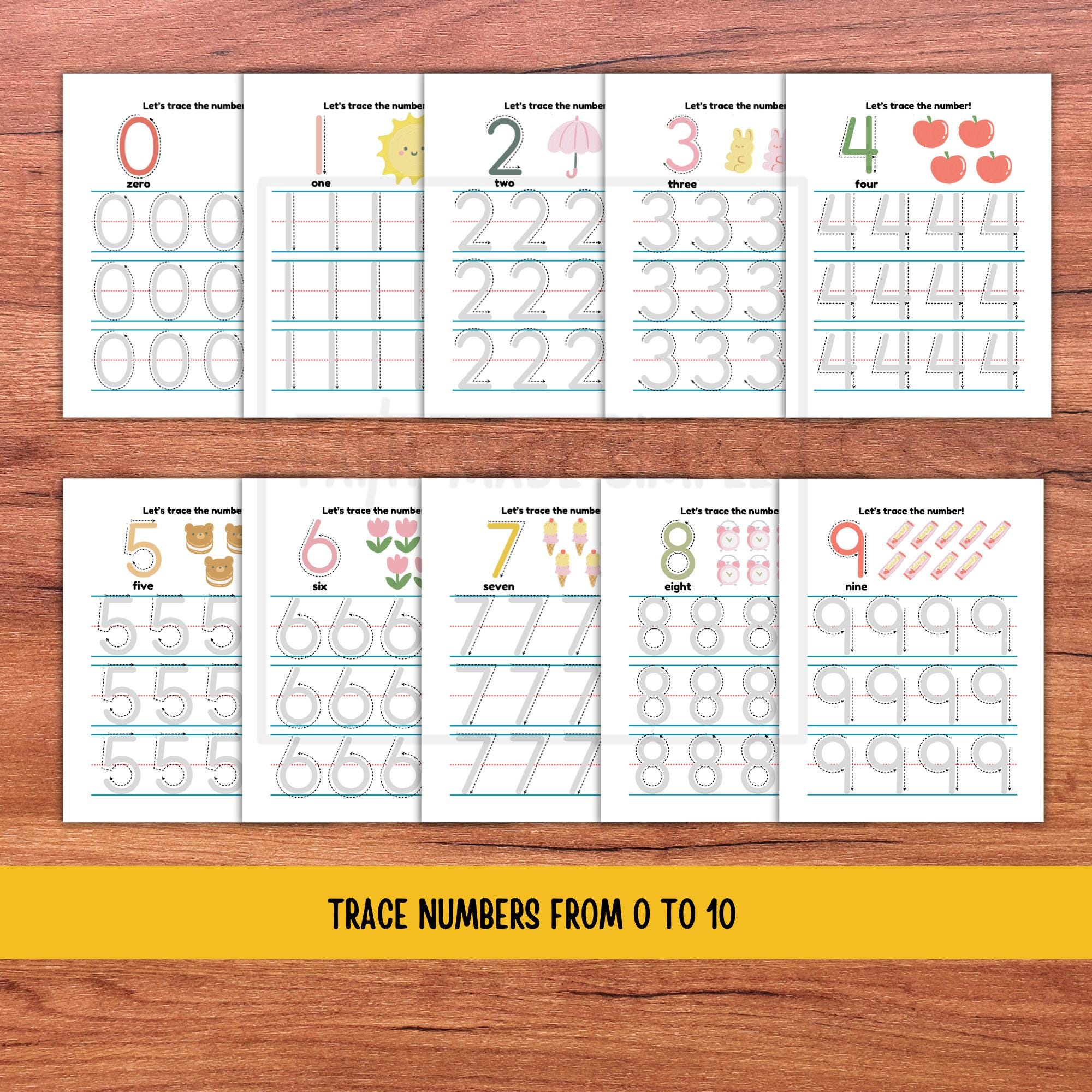Number Tracing 0 to 10, Number Tracing Worksheets, Preschool Number ...