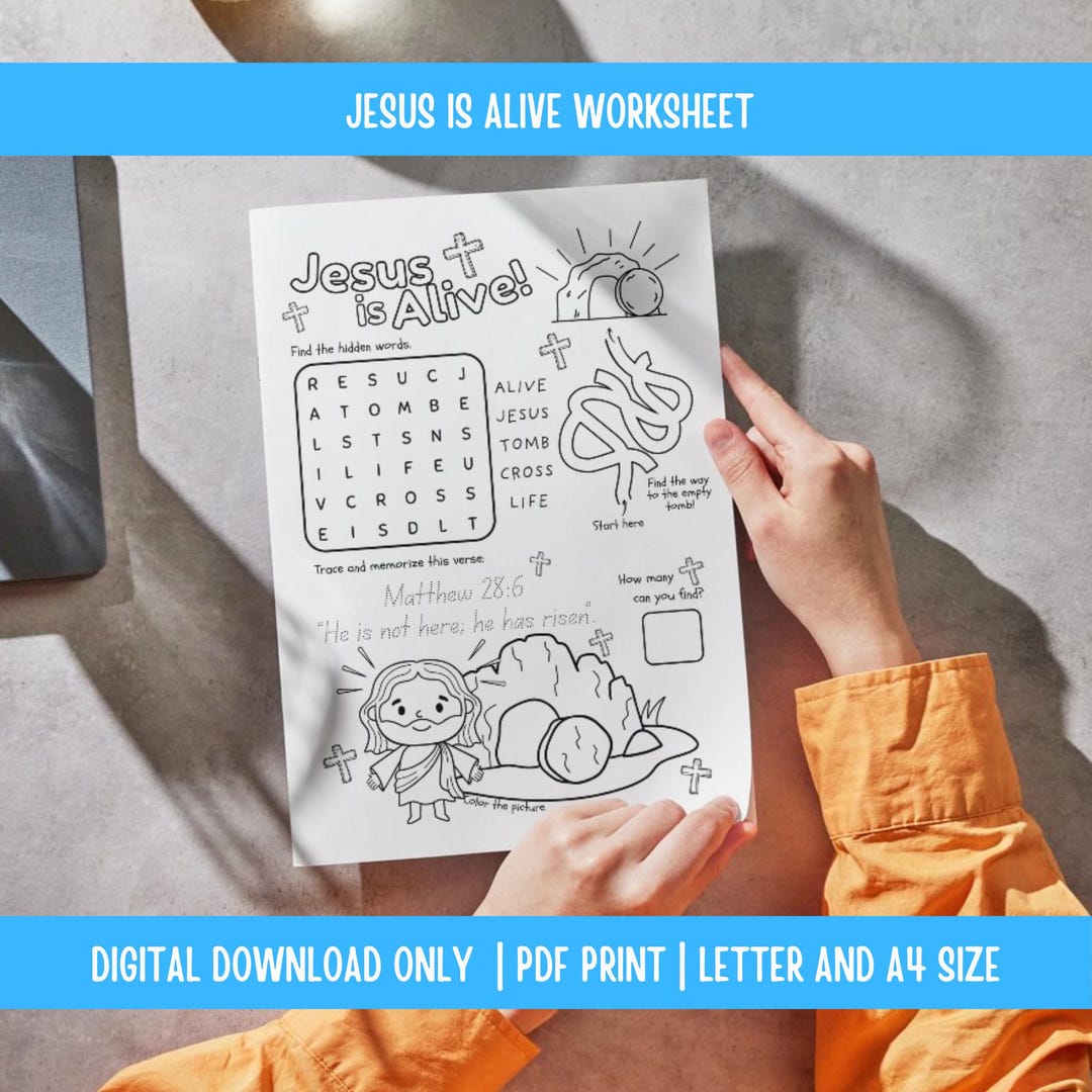 Jesus is Alive Worksheet for Kids, Easter Bible Activity Sheet (PDF ...