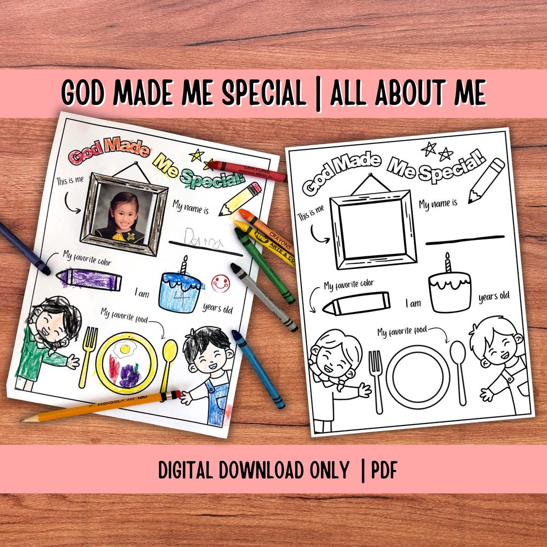 God Made Me Special Worksheet: Christian Preschool Activity (PDF) - Etsy