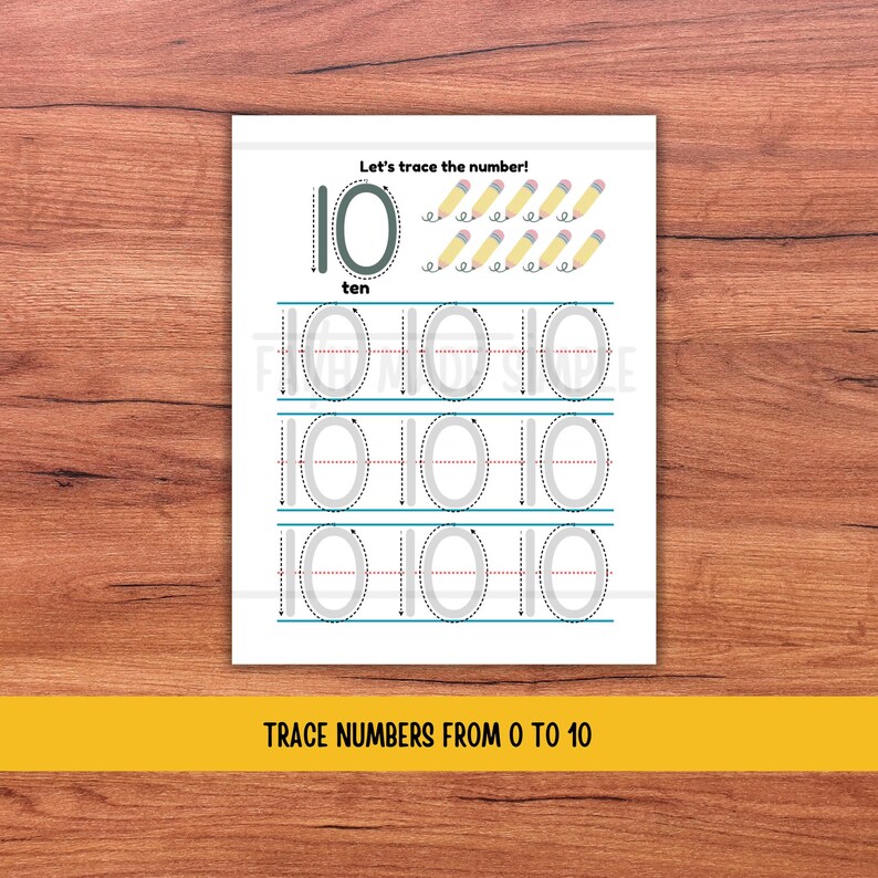 Number Tracing Worksheets 0-10: Preschool Math (PDF) - Etsy