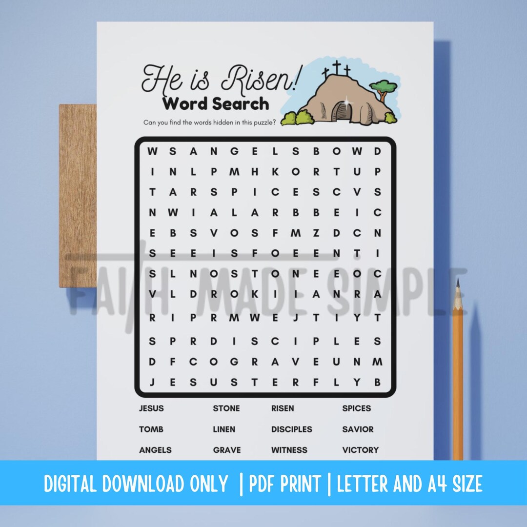 He is Risen Word Search, Resurrection Worksheet, Easter Worksheet ...