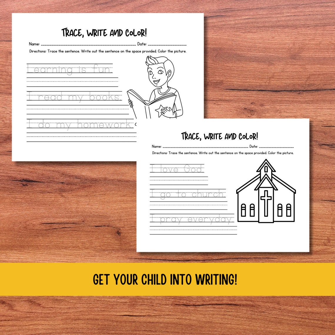 Trace, Write & Color, Tracing Sentences Worksheets for Kids, Writing ...