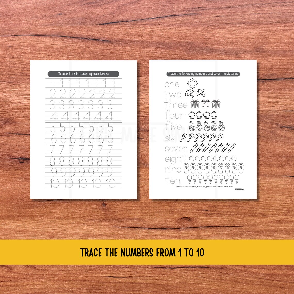 Number Tracing Worksheets, Tracing Numbers 1 to 10, Printable Traceable ...