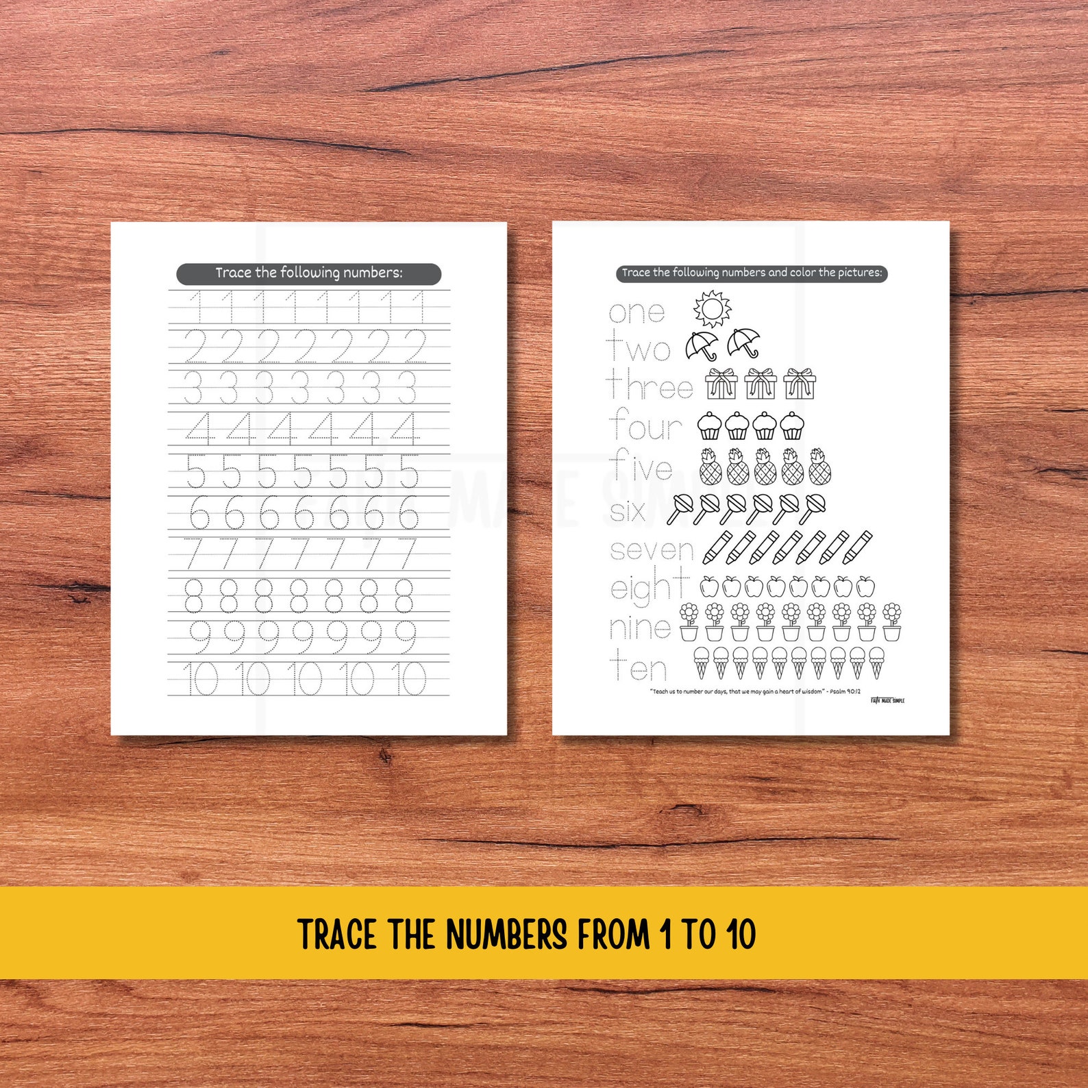 Number Tracing Worksheets, Tracing Numbers 1 to 10, Printable Traceable ...
