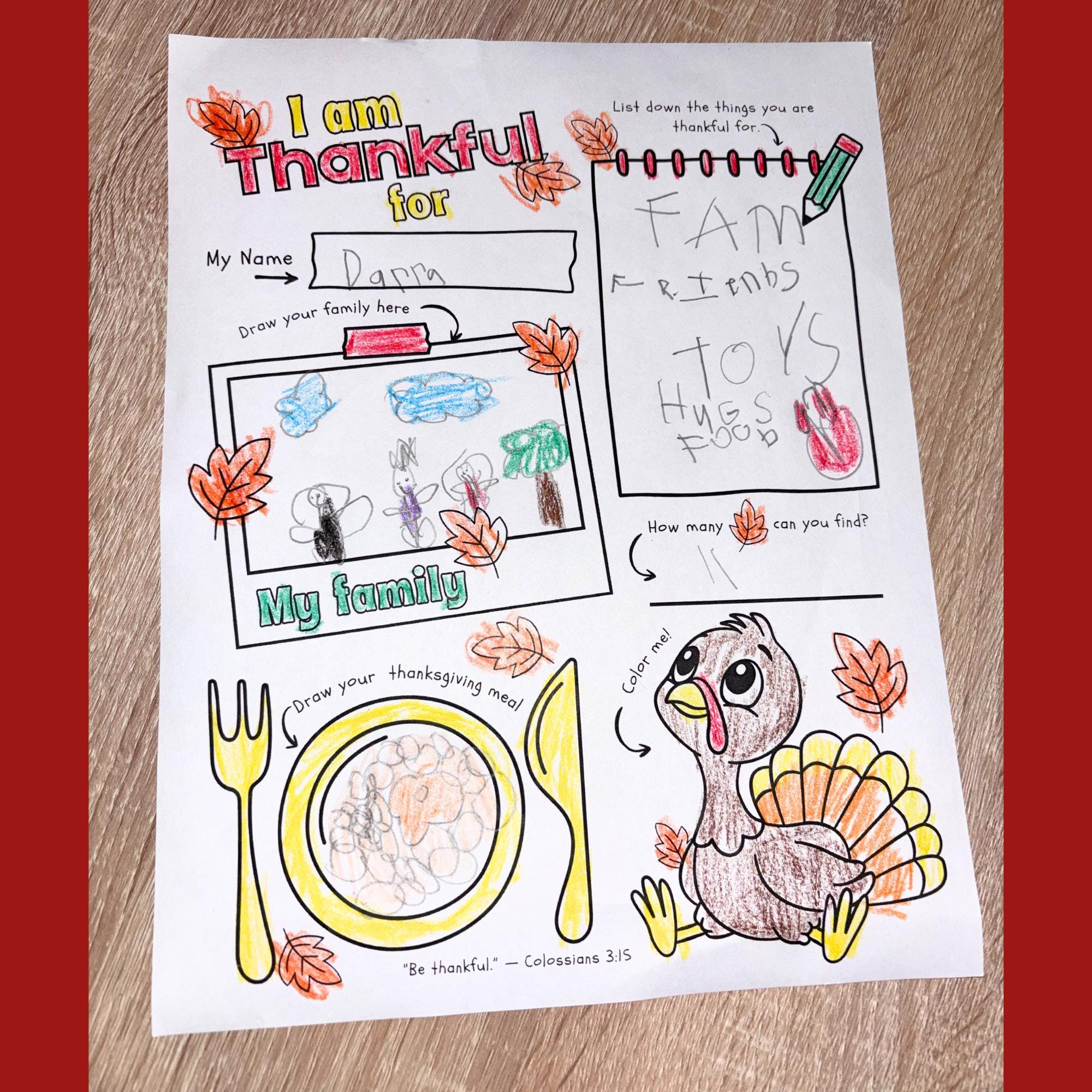 Thanksgiving Worksheet for Kids | "i Am Thankful For" Printable ...