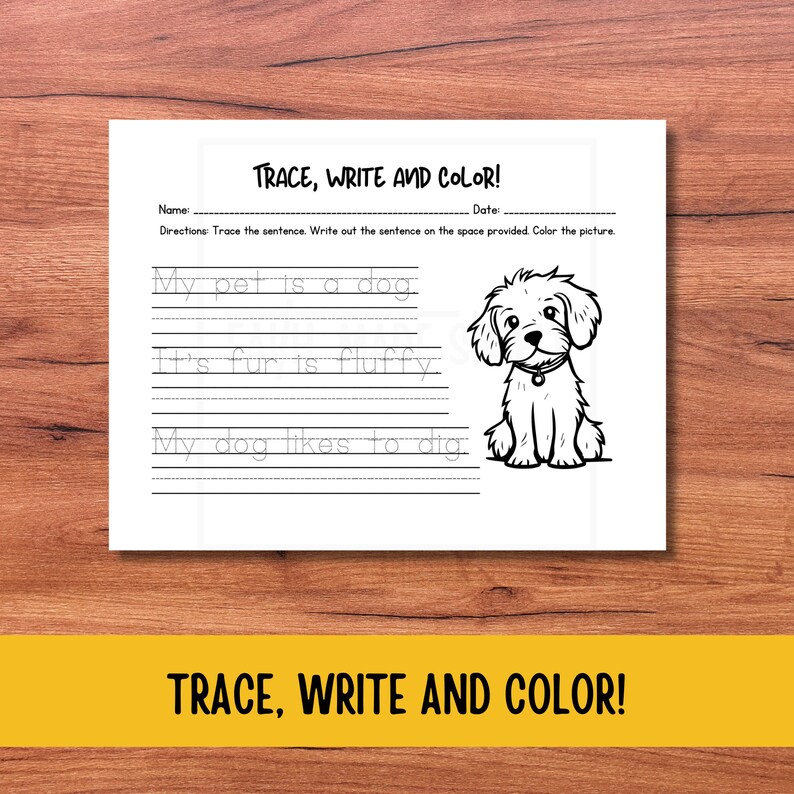 Trace, Write & Color, Tracing Sentences Worksheets for Kids, Writing ...