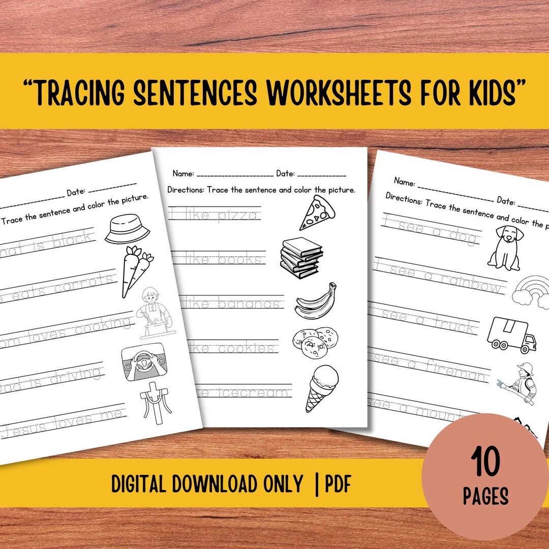 Tracing Sentences Worksheets, Handwriting Practice for Kids, Learn ...