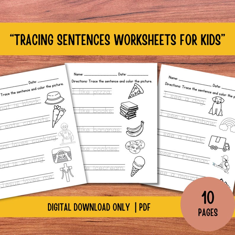 Tracing Sentences Worksheets, Handwriting Practice for Kids, Learn ...