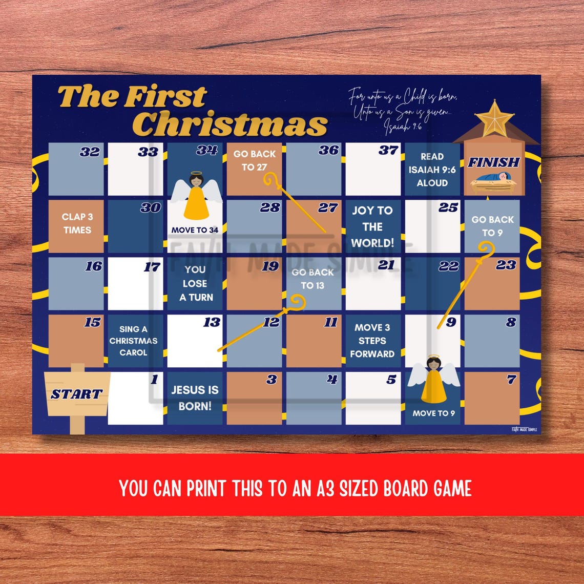Printable Christmas Board Game - BOARD ONLY, Family Christmas Games ...