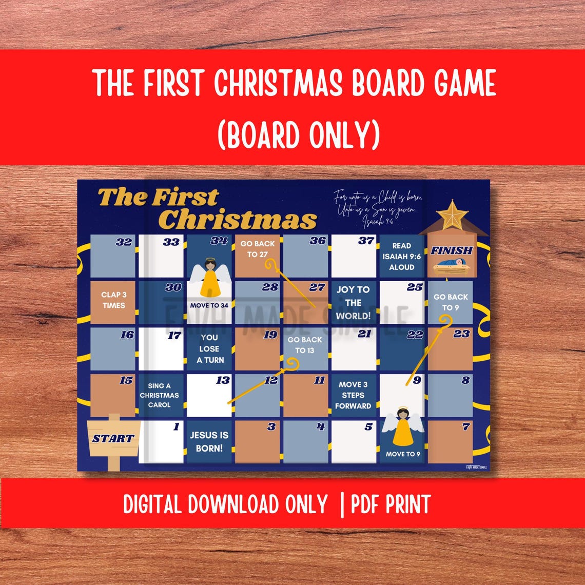 Printable Christmas Board Game BOARD ONLY, Family Christmas Games ...
