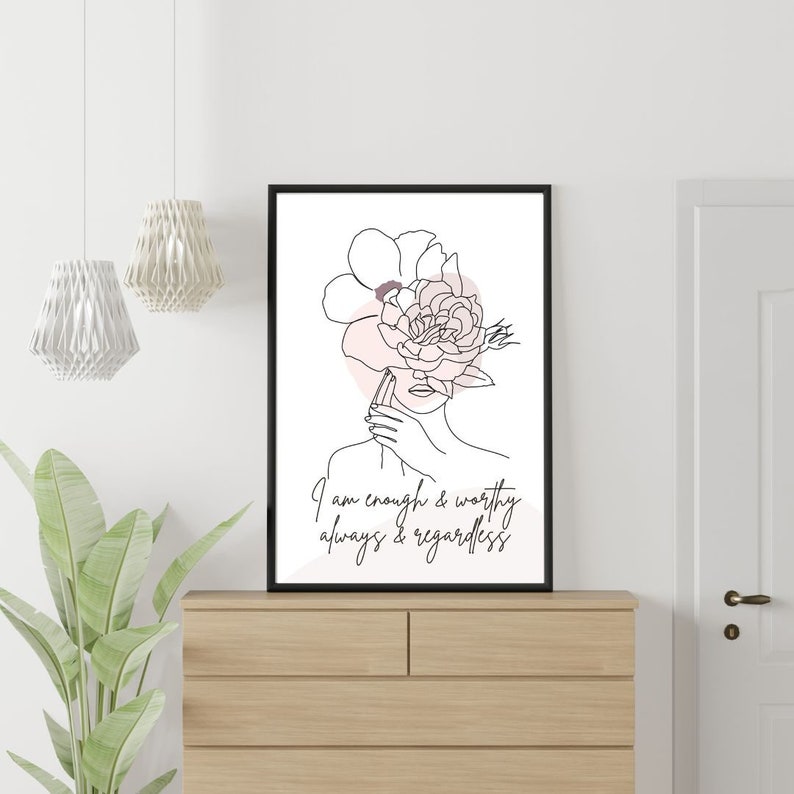 I Am Enough Affirmation Printable, Modern Art , Printable Mindfulness ...