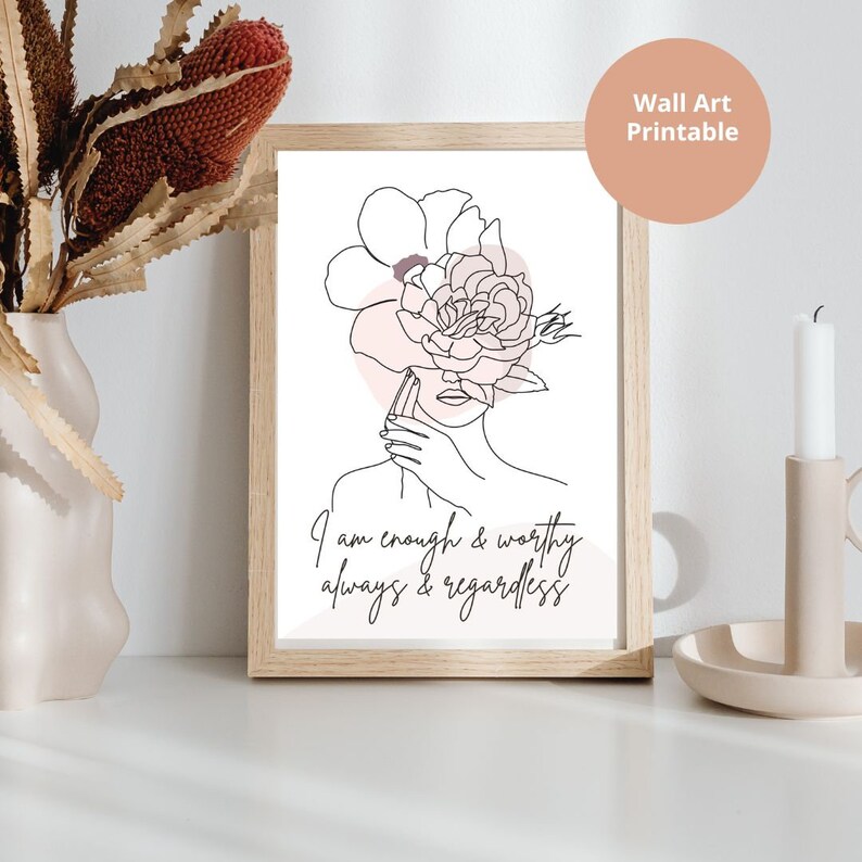 I Am Enough Affirmation Printable, Modern Art , Printable Mindfulness ...