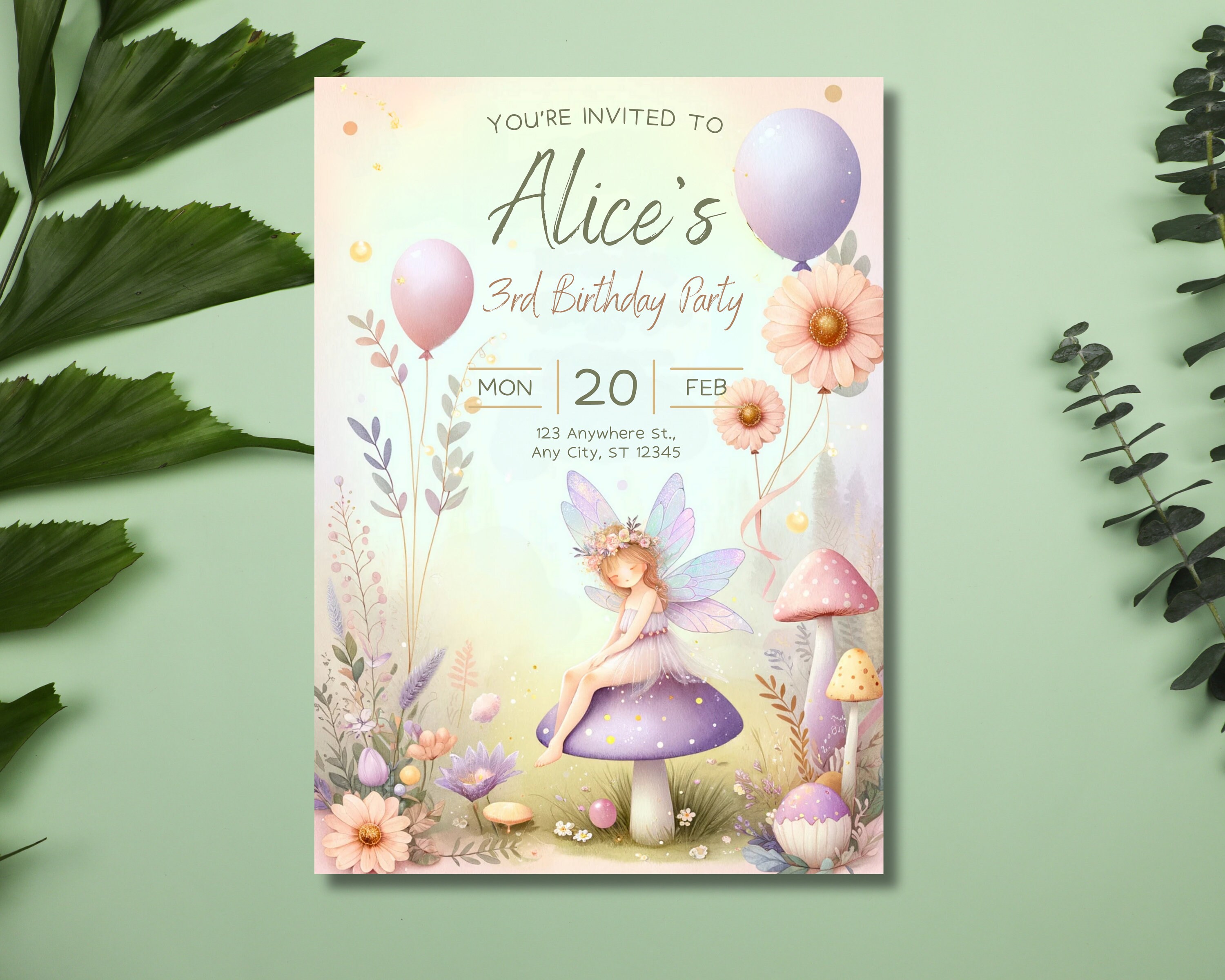 Enchanted Fairy Birthday Party Invitation Magical Garden Theme ...
