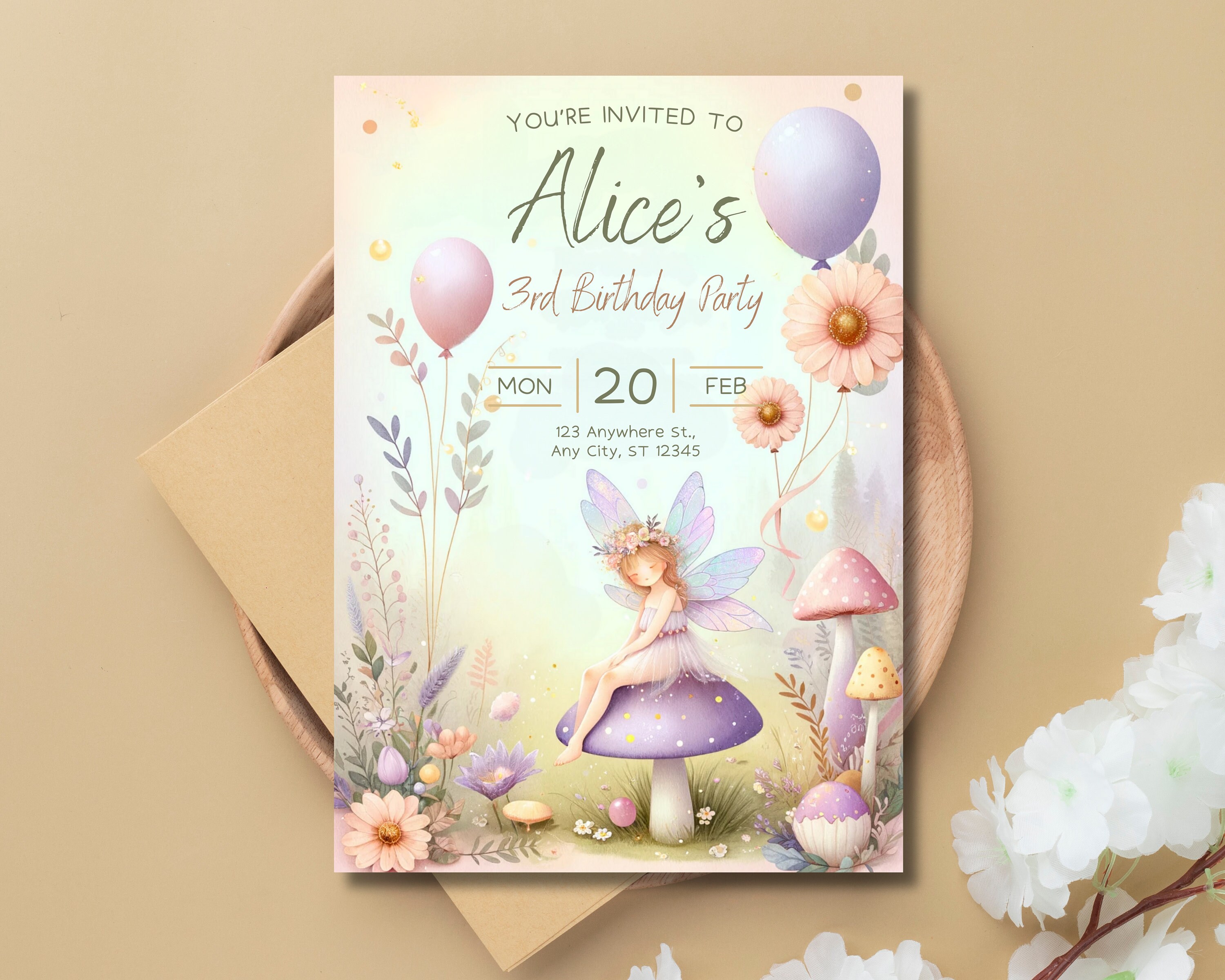 Enchanted Fairy Birthday Party Invitation Magical Garden Theme ...