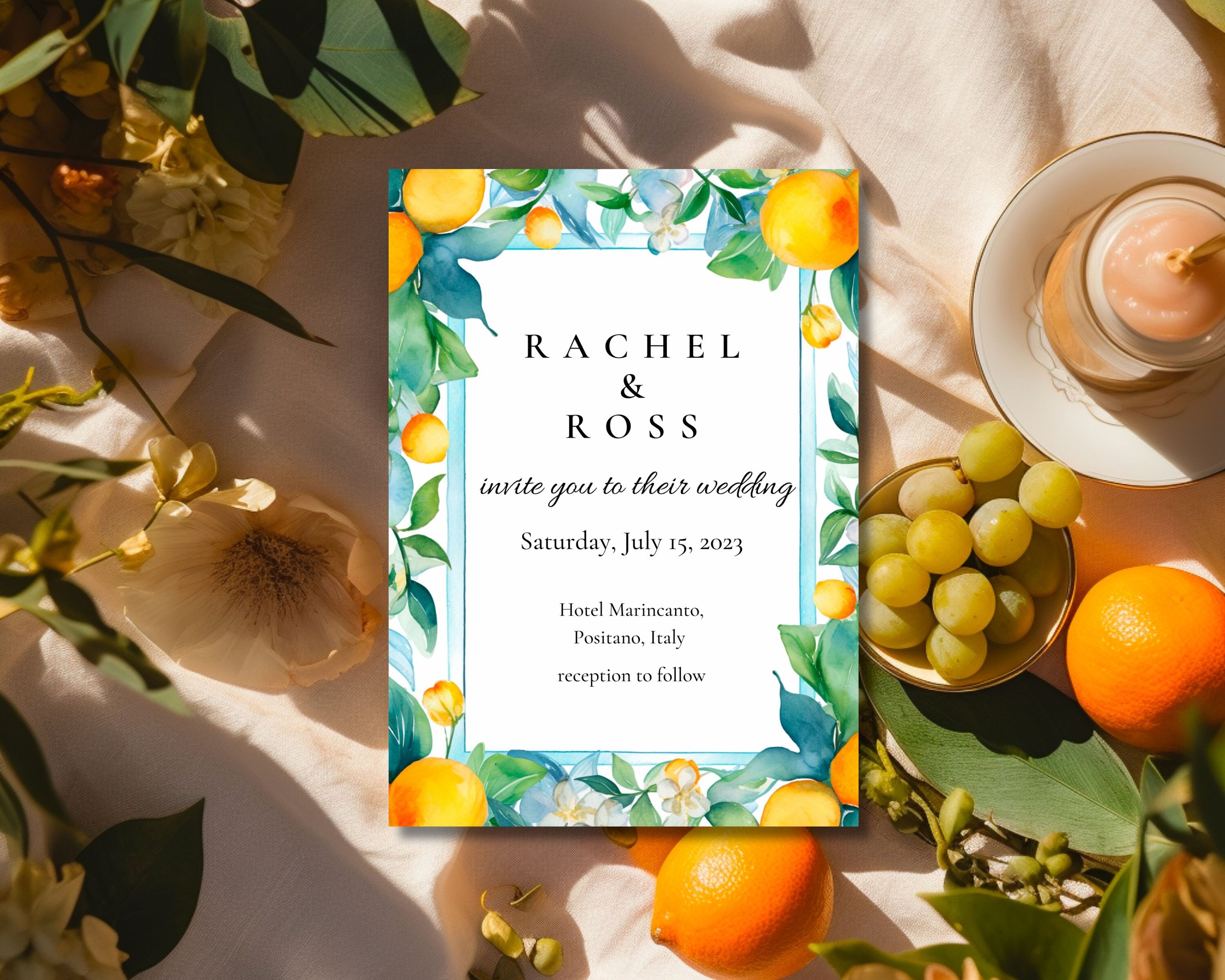 Amalfi Coast Inspired Wedding Invitation Printable Wedding - Etsy