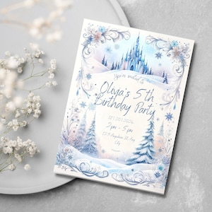Frozen Ice Castle Elsa Birthday Party Invitation Enchanted Winter ...