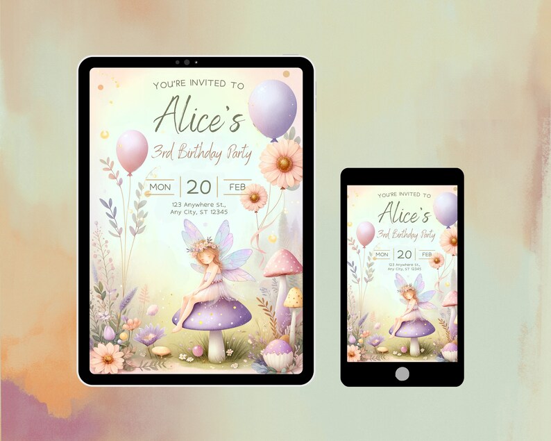 Enchanted Fairy Birthday Party Invitation Magical Garden Theme ...