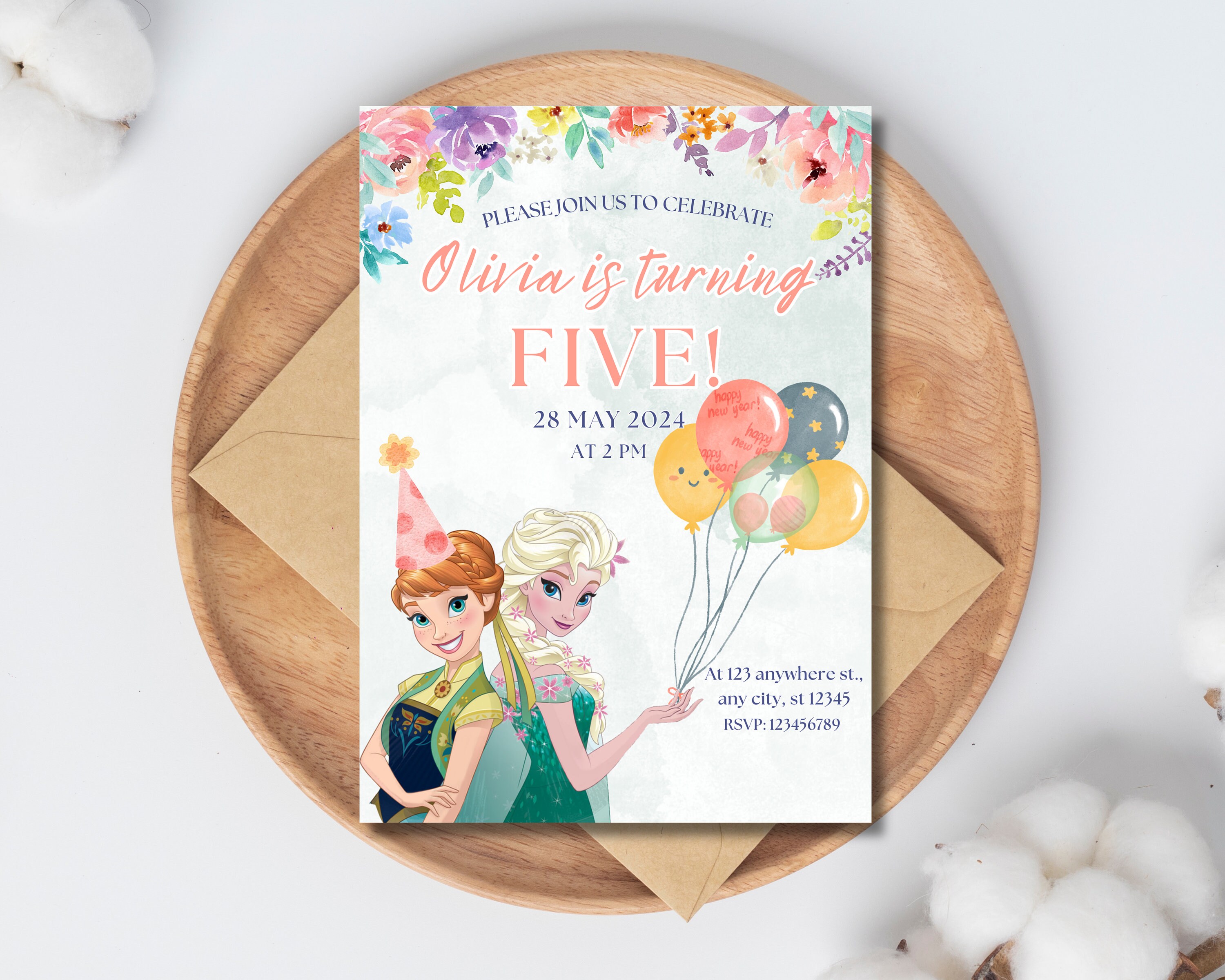 Frozen Themed Birthday Invitation for Girls Customizable Princess Elsa ...