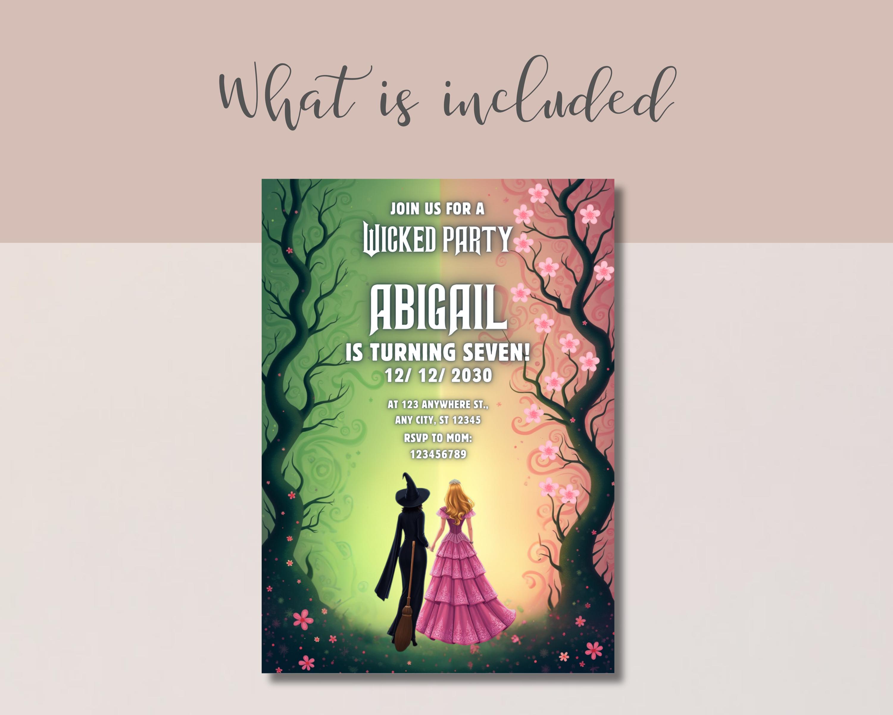 Wicked Themed Birthday Invitation for Girls Customizable Princess ...