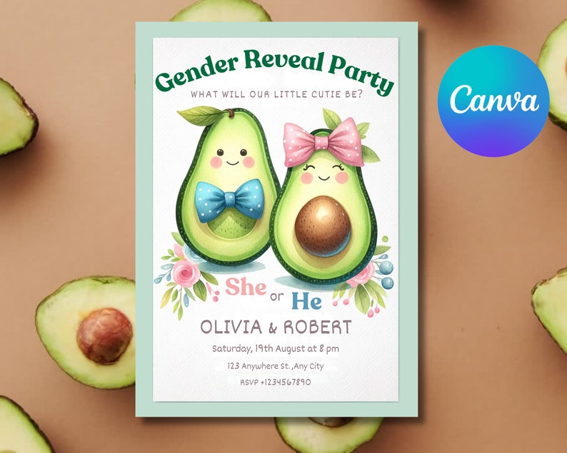 Gender Reveal Invitaiton, Charming Pink and Blue Strawberry Gender ...