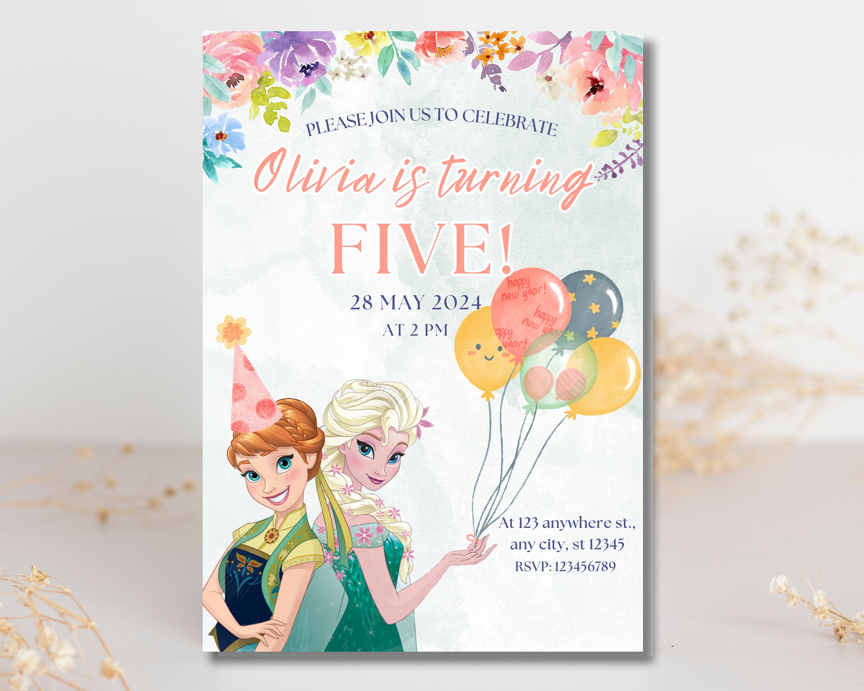 Frozen Themed Birthday Invitation for Girls Customizable Princess Elsa ...
