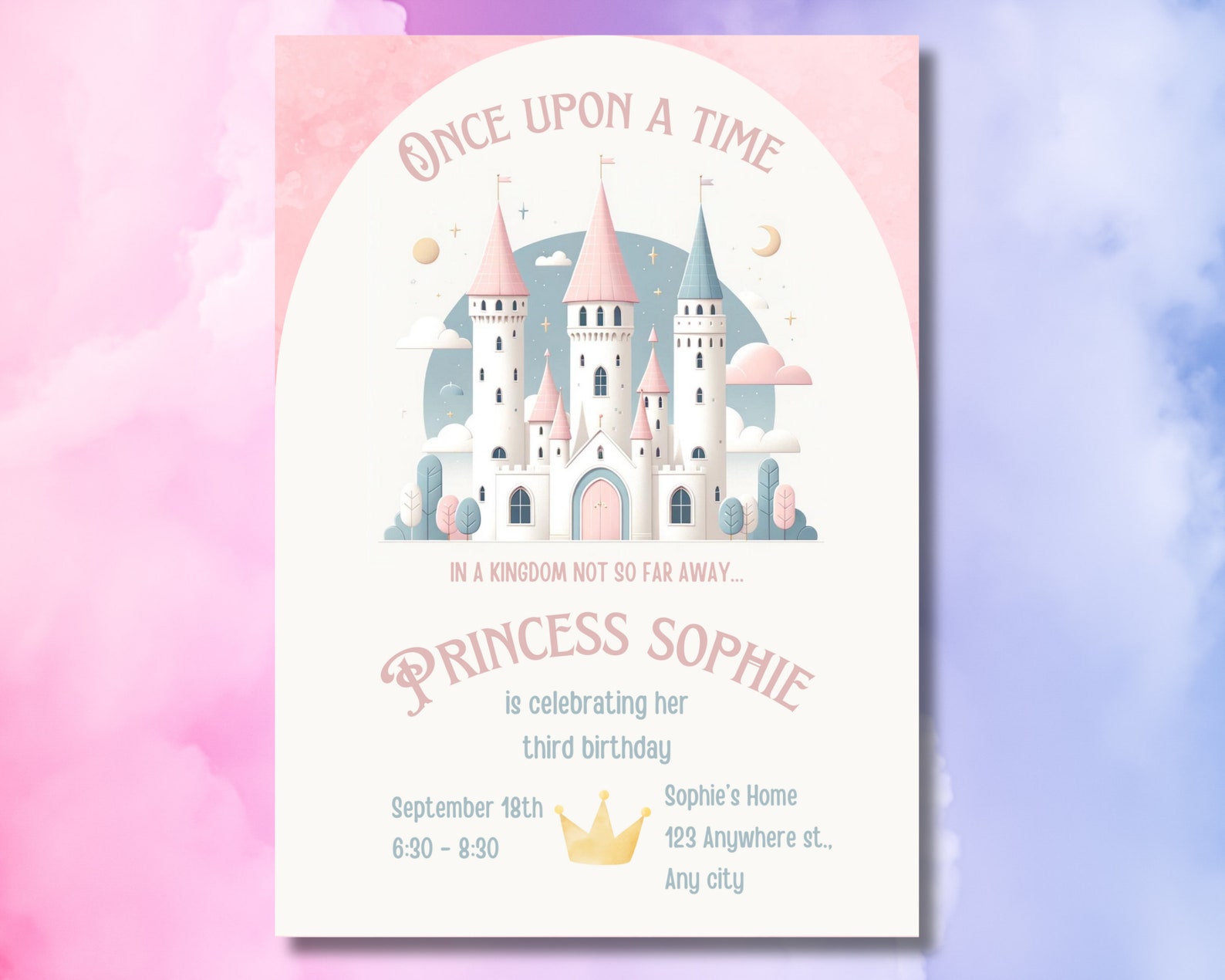 Fairytale Princess Castle Birthday Invitation, Pink Castle Theme ...
