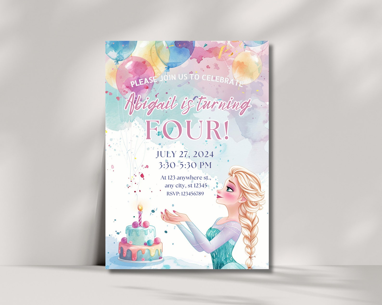 Frozen Themed Birthday Invitation for Girls Customizable Princess Elsa ...