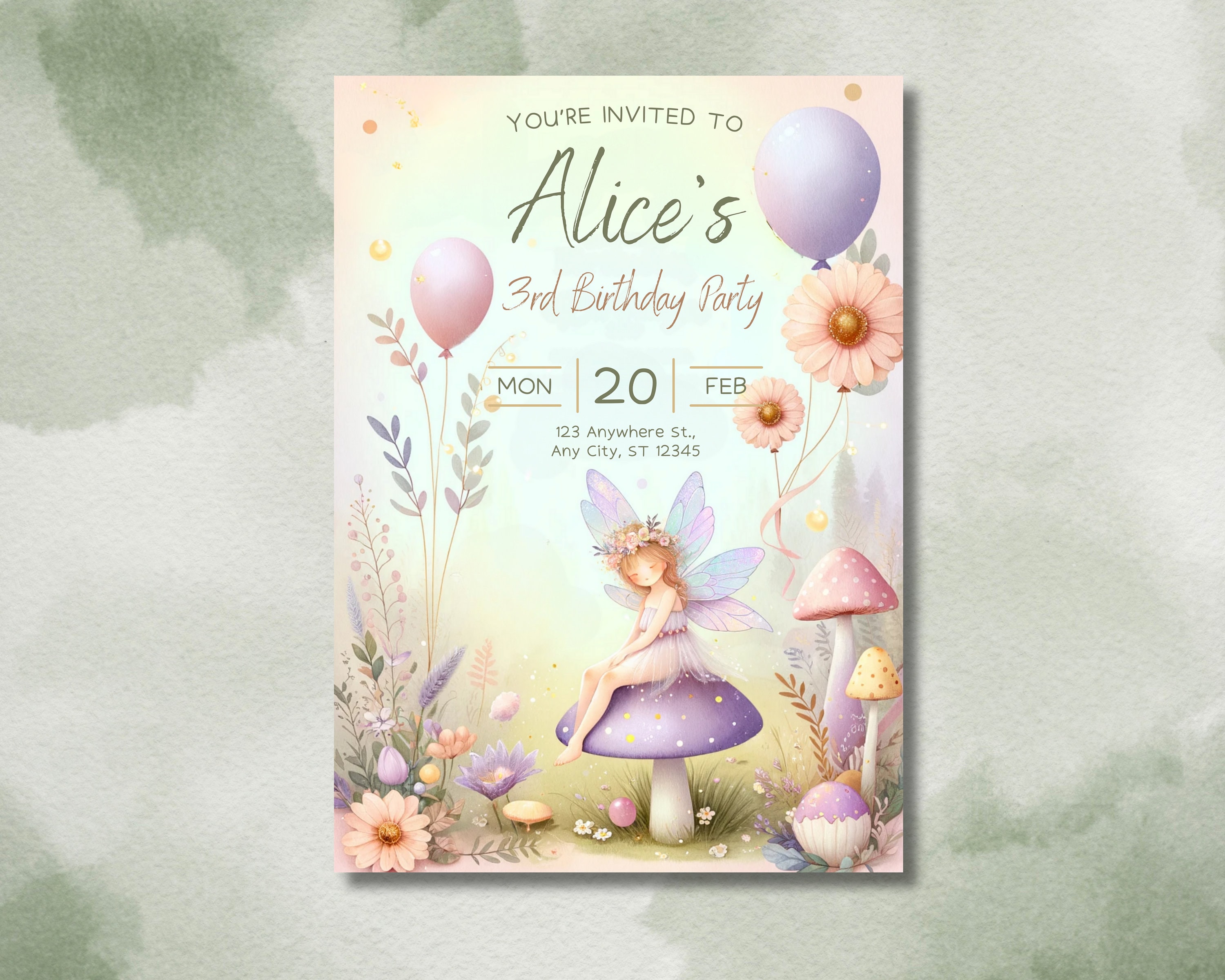 Enchanted Fairy Birthday Party Invitation Magical Garden Theme ...