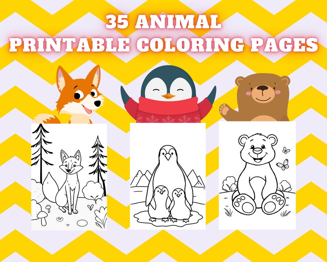 Animal Friends Coloring Pages for Kids 35 Pages Fun Animal Printables ...