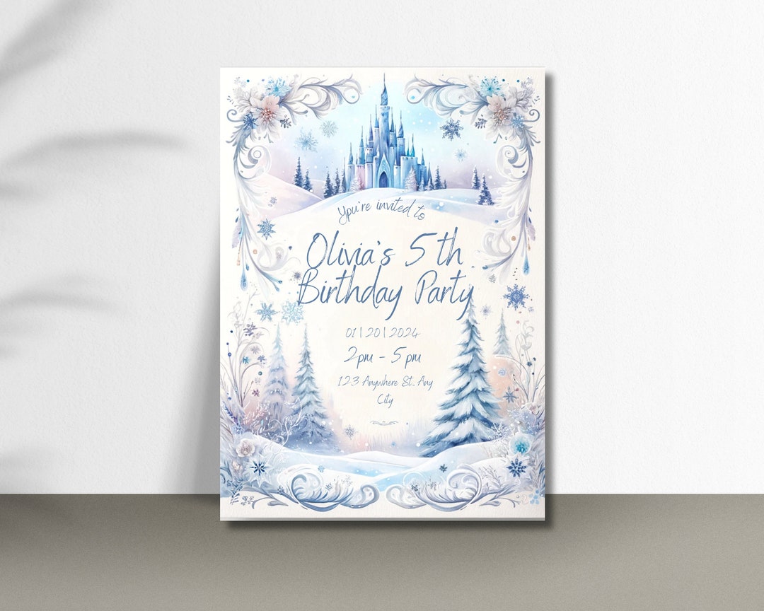 Frozen Ice Castle Elsa Birthday Party Invitation Enchanted Winter ...