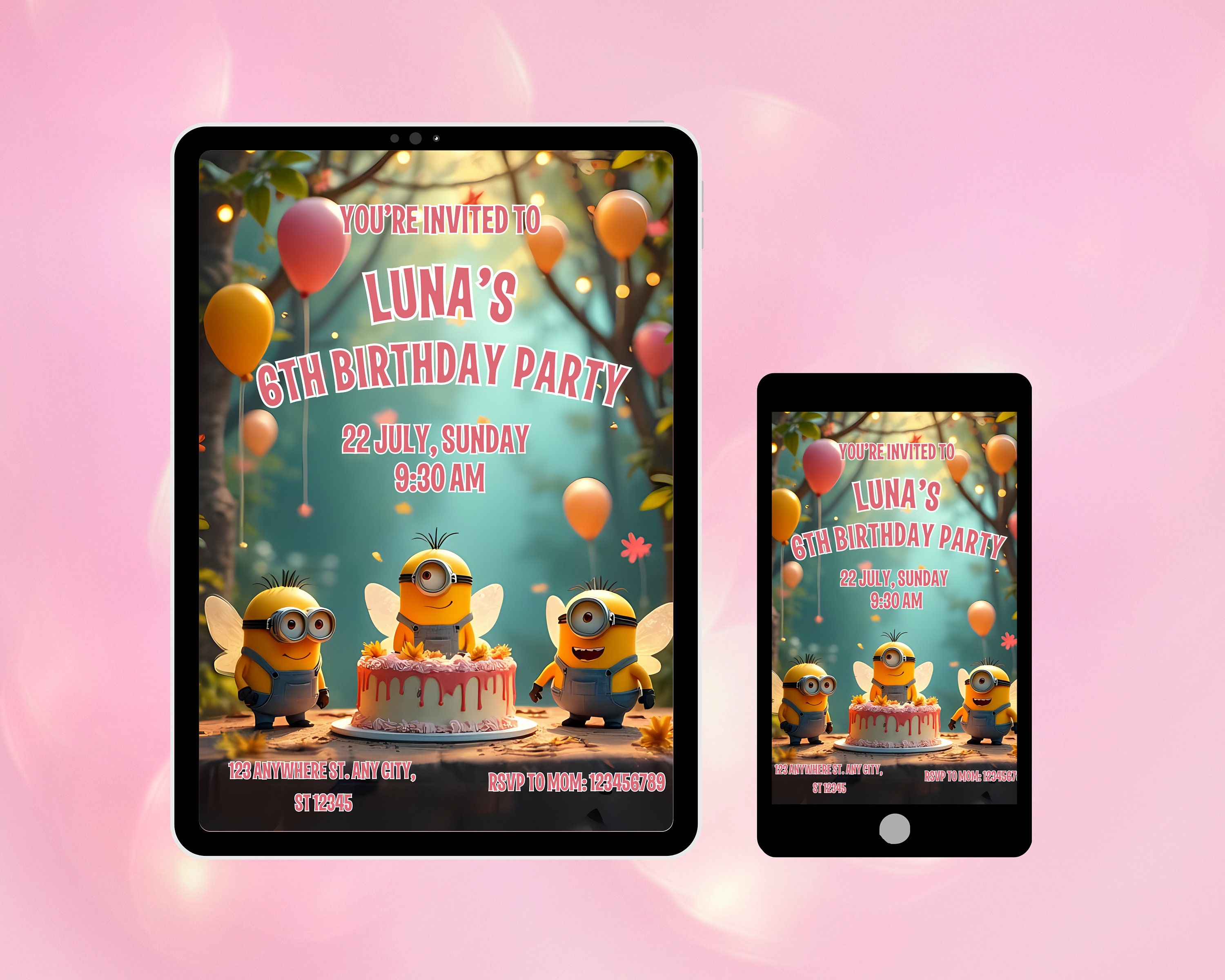 Minions Themed Birthday Invitation Personalized Party Invites for Kids ...