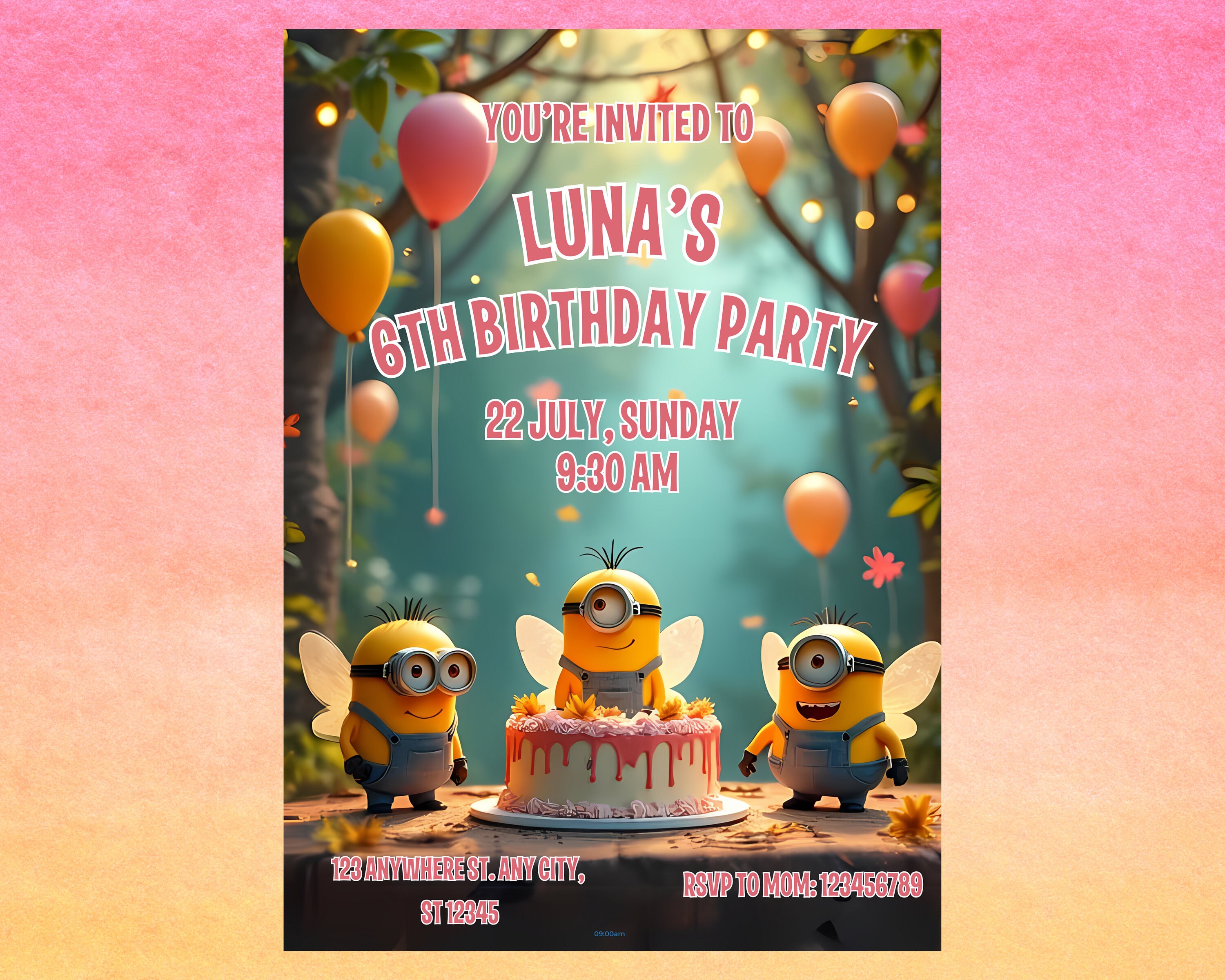 Minions Themed Birthday Invitation Personalized Party Invites for Kids ...