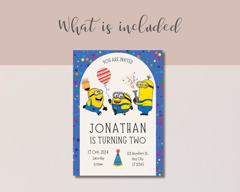 Minions Themed Birthday Invitation Personalized Party Invites for Kids ...
